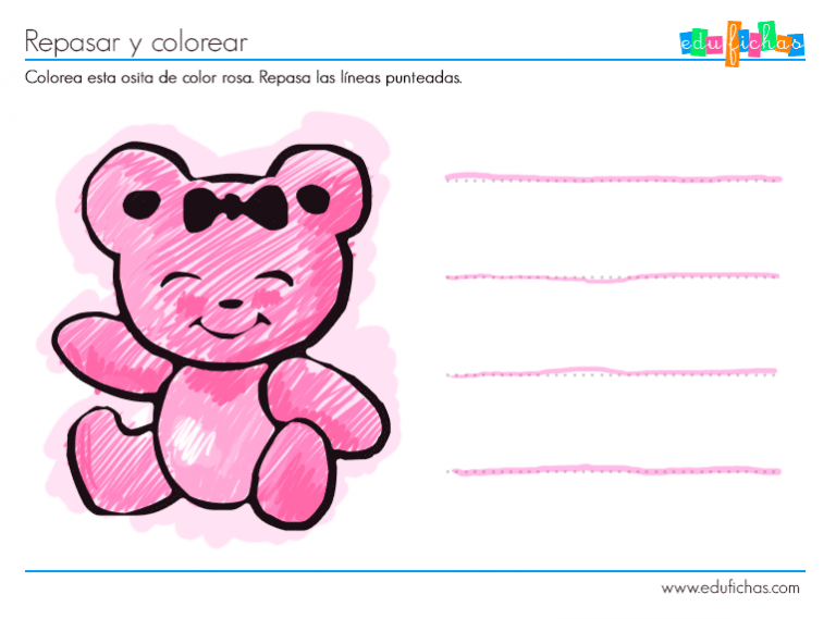 Actividad color rosa. Fichas educativas para casa