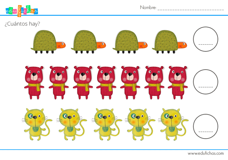 Fichas con animales. Descargar ejercicios para niños con animales