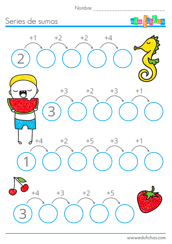 Series de sumas de verano - Cuadernos para niños