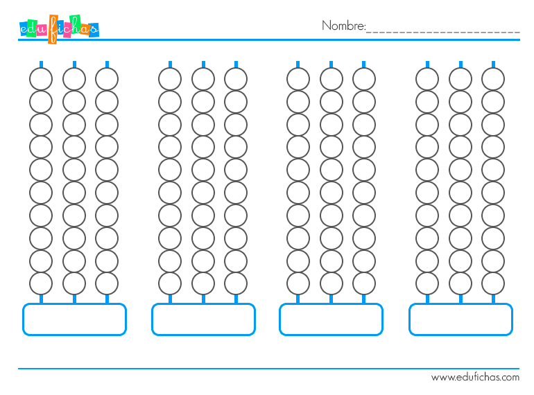 Fichas con Ábaco | Actividades para niños | Aprender Cálculo