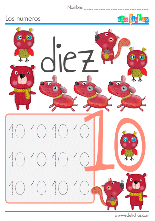 Fichas de NÚMEROS para Niños. Recursos Educativos Gratis.