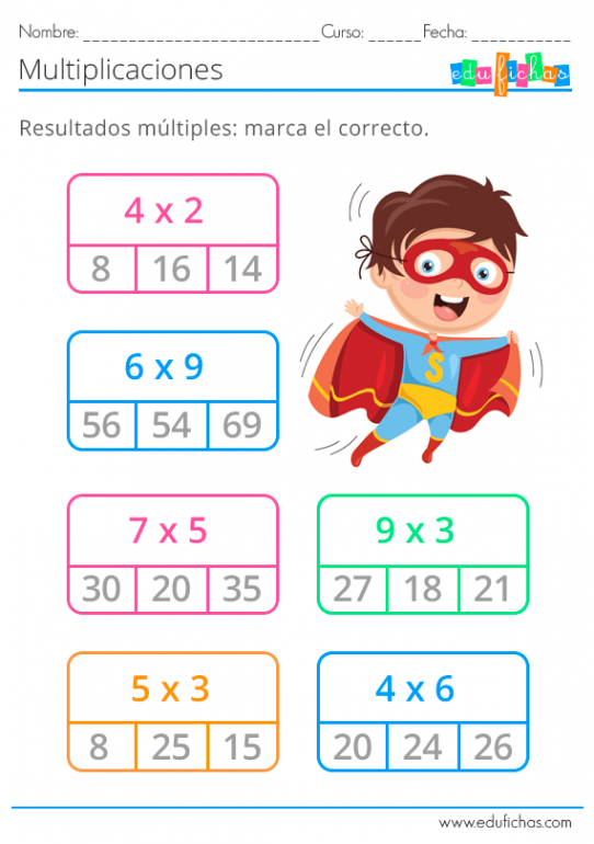 Fichas para multiplicar - Cuadernos para niños