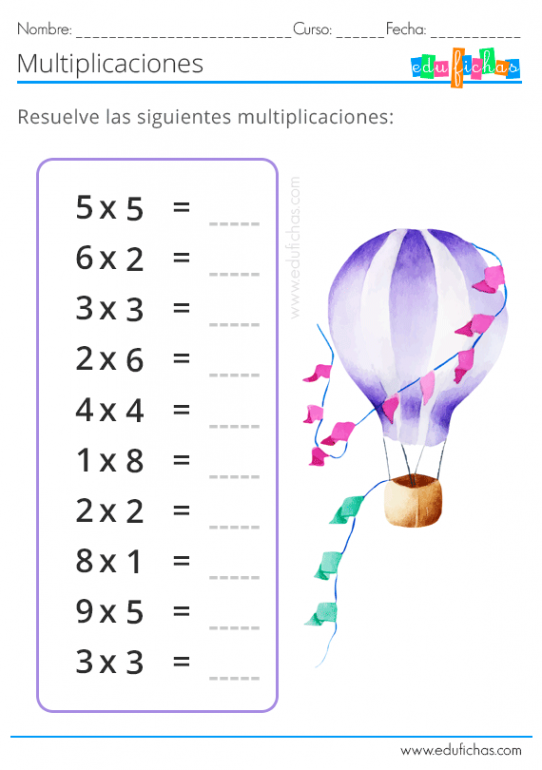 Fichas para multiplicar - Cuadernos para niños