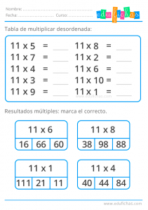 🥇 Tabla del 11 | Aprender las tablas de Multiplicar GRATIS