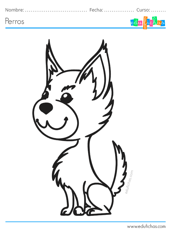 Dibujos de perros para colorear. Como dibujar un perro. Descargar PDF.