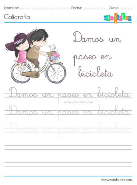 Caligrafía para niños. Descargar Cuaderno para Imprimir PDF.