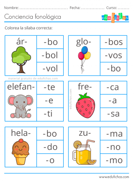 Conciencia Fonológica y Silábica | Actividades para Niños Gratis.