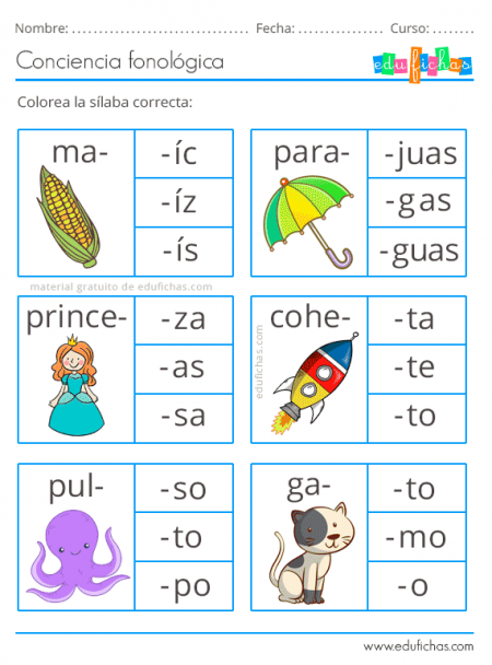 Conciencia Fonológica y Silábica | Actividades para Niños Gratis.