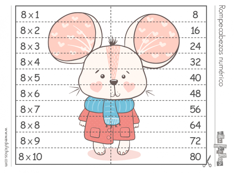 🥇 Tabla del 8 + Ejercicios y Fichas. Tablas de Multiplicar PDF