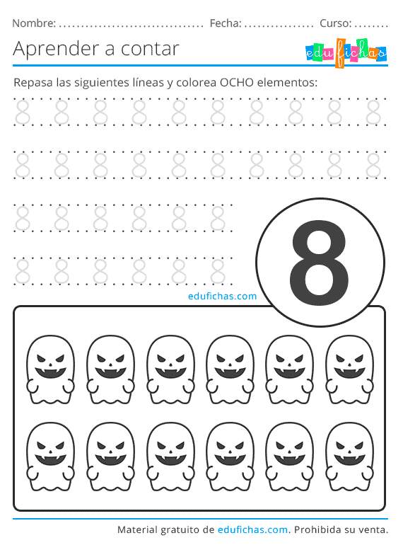 Fichas de halloween para aprender a contar. Descargar PDF Gratis