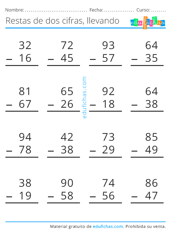 Restas para Niños. Aprender a Restar Llevando y Sin Llevar