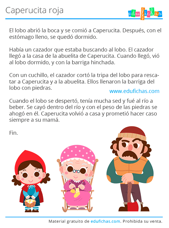 Caperucita Roja. Cuento + Fichas de Actividades de Caperucita.