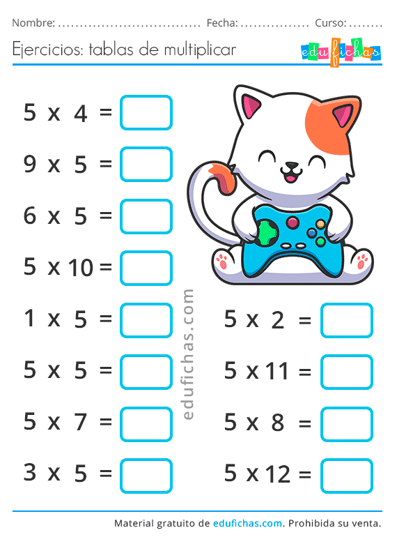 🥇 Tabla del 5. Actividades PDF para Aprender la Tabla del 5 GRATIS