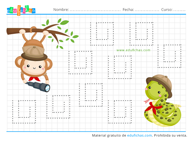 Cuaderno PDF de Grafomotricidad: Tema de La Selva. Descarga GRATIS