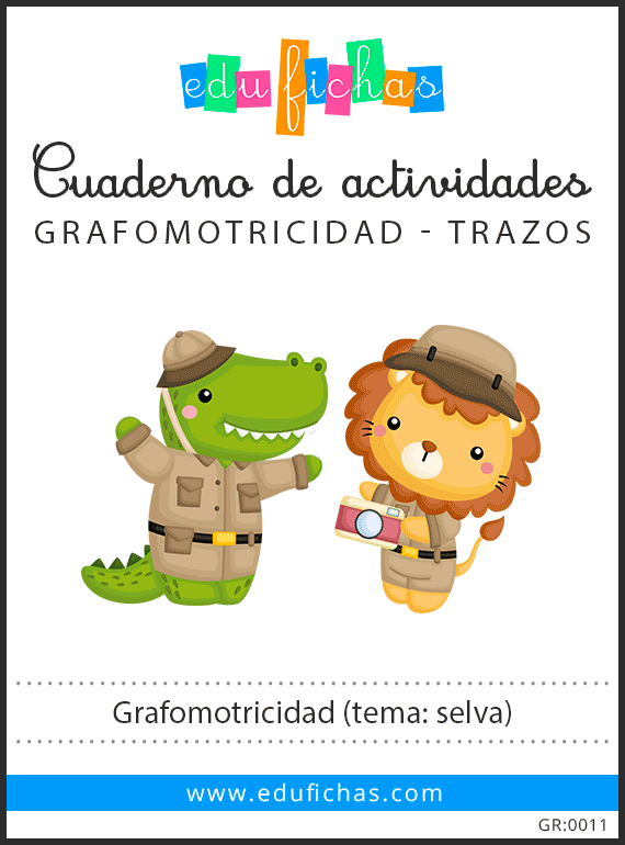 Cuaderno PDF de Grafomotricidad: Tema de La Selva. Descarga GRATIS