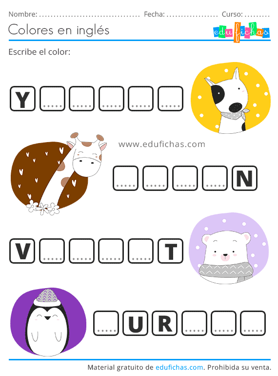 Colores en Inglés. Vocabulario + Ejercicios para Niños Gratis【PDF】
