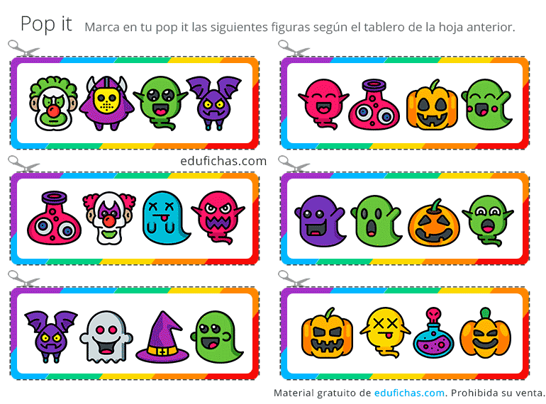 Actividades Pop It de Halloween. Descargar Libro de plantillas en PDF