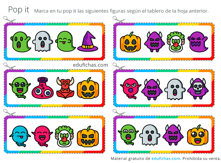 Actividades Pop It de Halloween. Descargar Libro de plantillas en PDF
