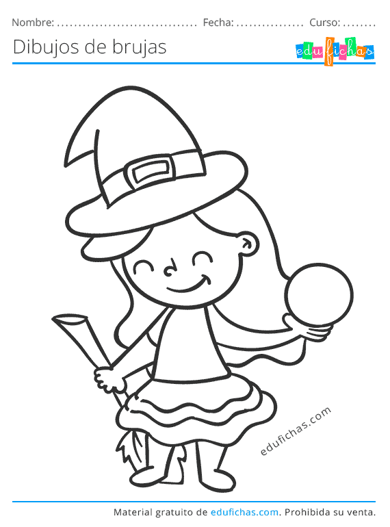Dibujos de Brujas para Imprimir y Colorear Gratis. Descargar PDF