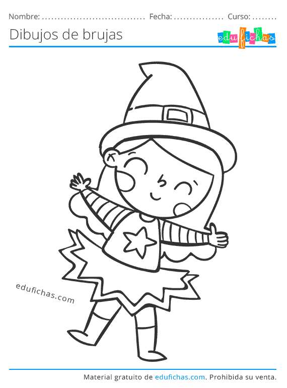 Dibujos de Brujas para Imprimir y Colorear Gratis. Descargar PDF