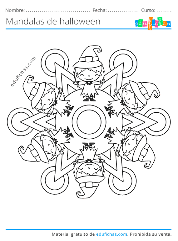 Mandalas de Halloween para Niños. Descargar gratis PDF