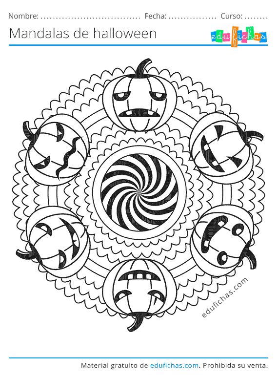Mandalas de Halloween para Niños. Descargar gratis PDF