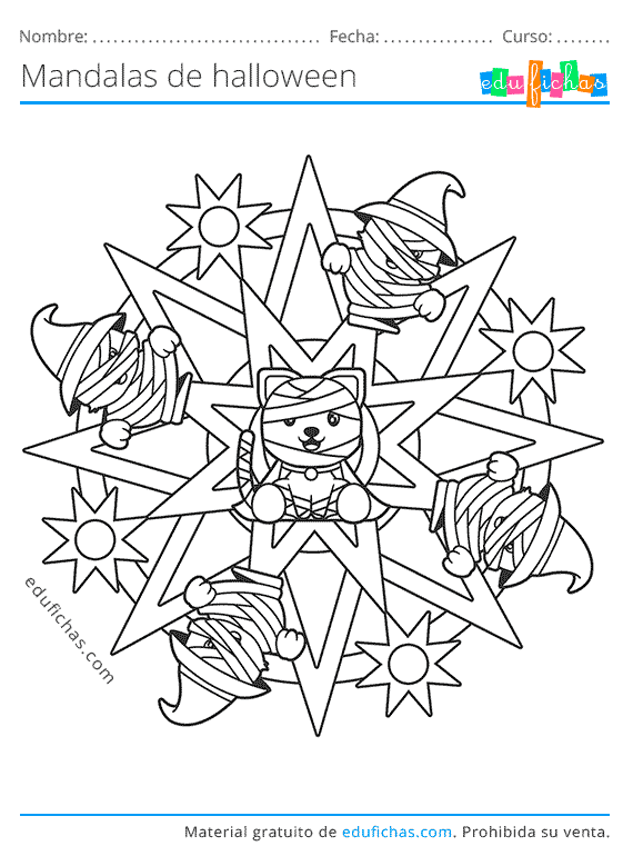 Mandalas de Halloween para Niños. Descargar gratis PDF