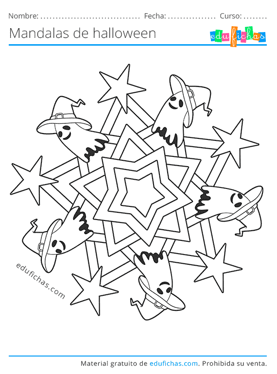 Mandalas de Halloween para Niños. Descargar gratis PDF