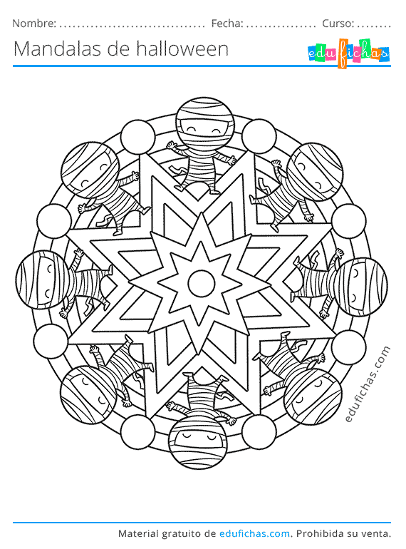 Mandalas de Halloween para Niños. Descargar gratis PDF