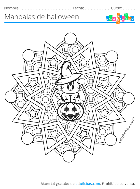 Mandalas de Halloween para Niños. Descargar gratis PDF