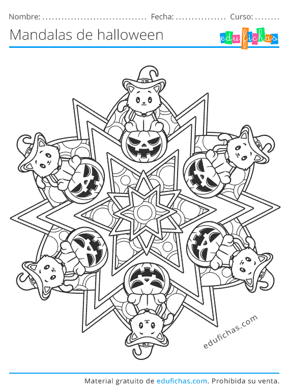 Mandalas de Halloween para Niños. Descargar gratis PDF