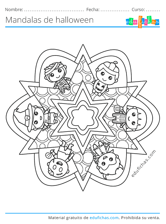 Mandalas de Halloween para Niños. Descargar gratis PDF