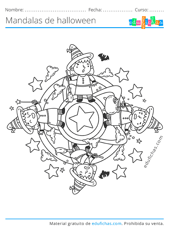 Mandalas de Halloween para Niños. Descargar gratis PDF