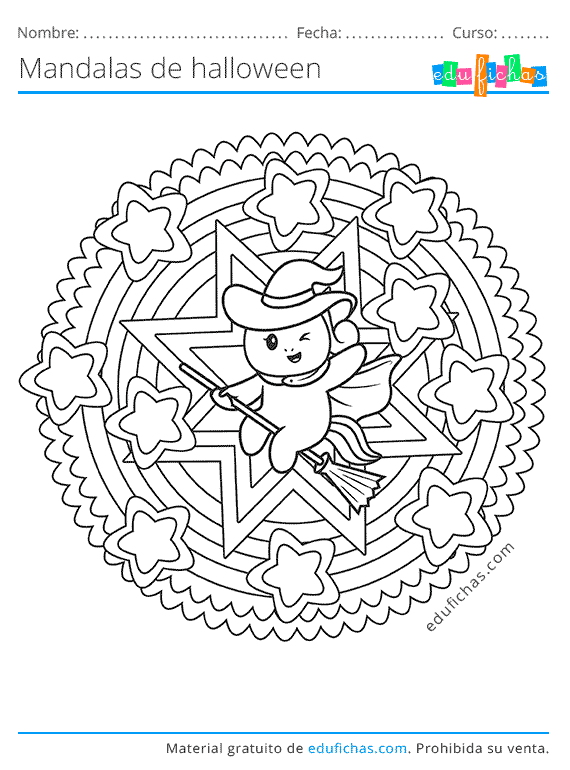 Mandalas de Halloween para Niños. Descargar gratis PDF