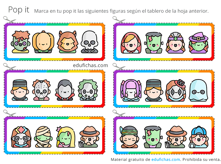 Actividades Pop It de Halloween. Descargar Libro de plantillas en PDF