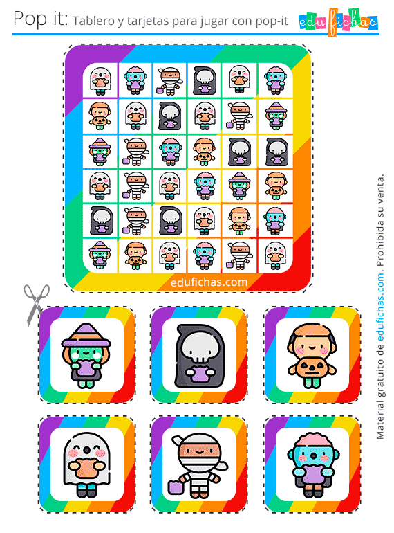 Actividades Pop It de Halloween. Descargar Libro de plantillas en PDF