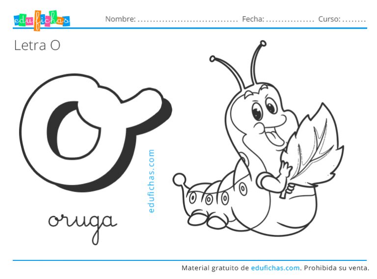 Letra O. Fichas de Actividades con la vocal O. PDF Gratis.