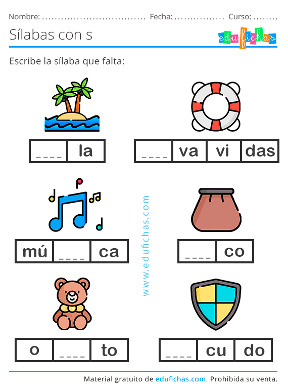 Aprender la letra S - Fichas de Letras Consonantes para Imprimir (PDF)