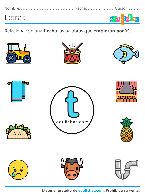Letra T - Fichas de Letras Consonantes para Imprimir (PDF)