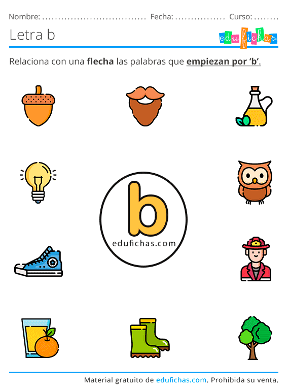 Aprender la letra B - Fichas de Letras Consonantes para Imprimir (PDF)