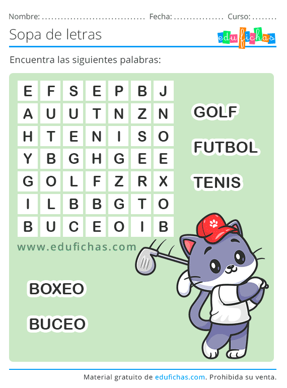 Sopa de Letras para Niños - Pasatiempos para Imprimir Gratis