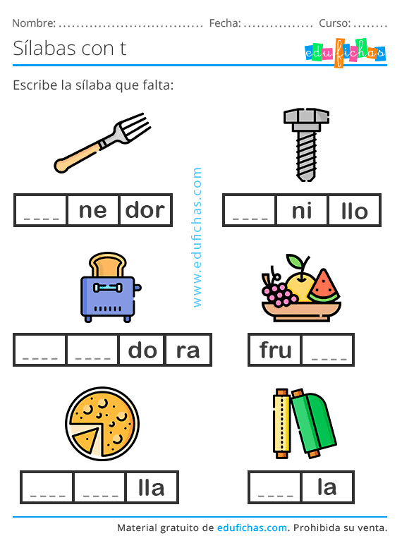 Excelente material para trabajar las sílabas, la letra T y los ...
