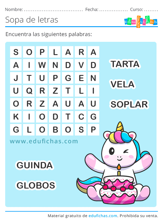 Sopa de Letras para Niños - Pasatiempos para Imprimir Gratis