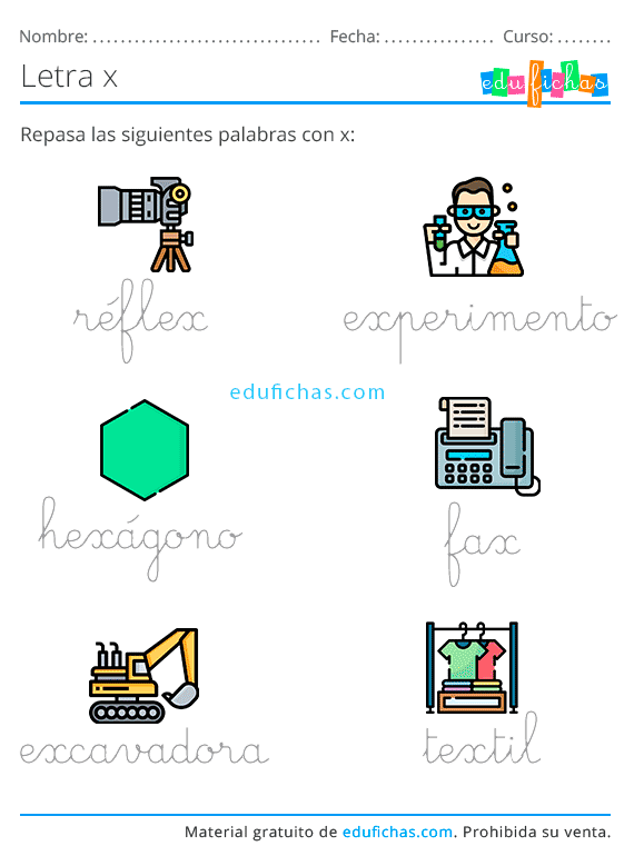 Letra X - Sílabas y Palabras con X - Consonantes para Imprimir (PDF)