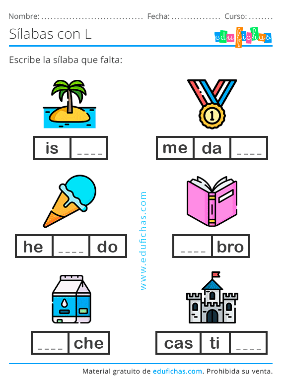 Aprender la letra L - Fichas de Letras Consonantes para Imprimir (PDF)