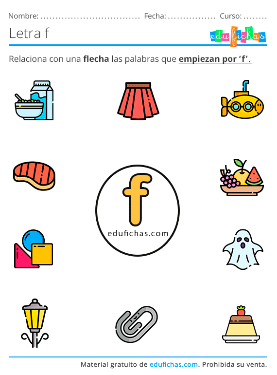 Aprender la letra F - Fichas de Letras Consonantes para Imprimir (PDF)