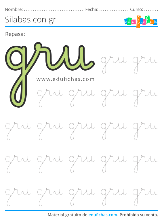 Letra G - Sílabas y Palabras con G - Consonantes para Imprimir (PDF)