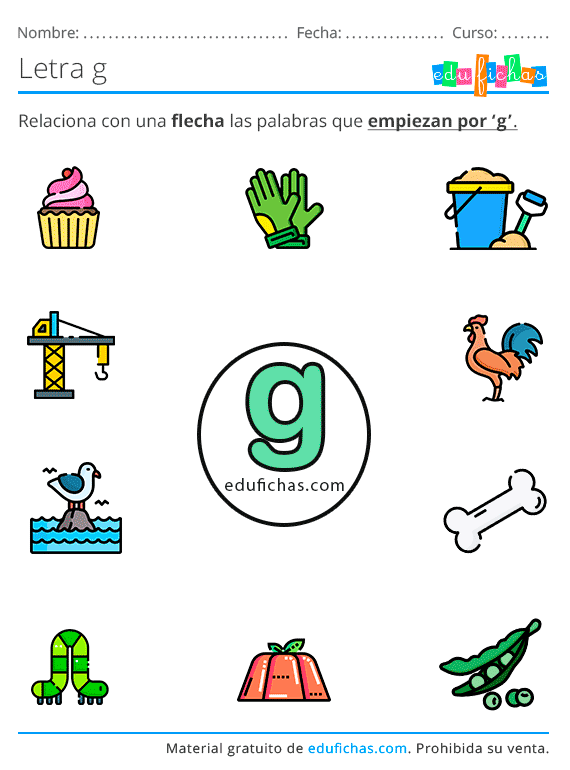 Letra G - Sílabas y Palabras con G - Consonantes para Imprimir (PDF)