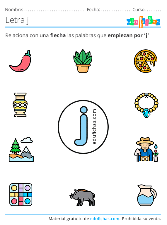 Letra J - Sílabas y Palabras con J - Consonantes para Imprimir (PDF)