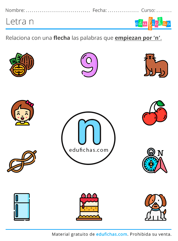 Letra N - Sílabas y Palabras con N - Consonantes para Imprimir (PDF)